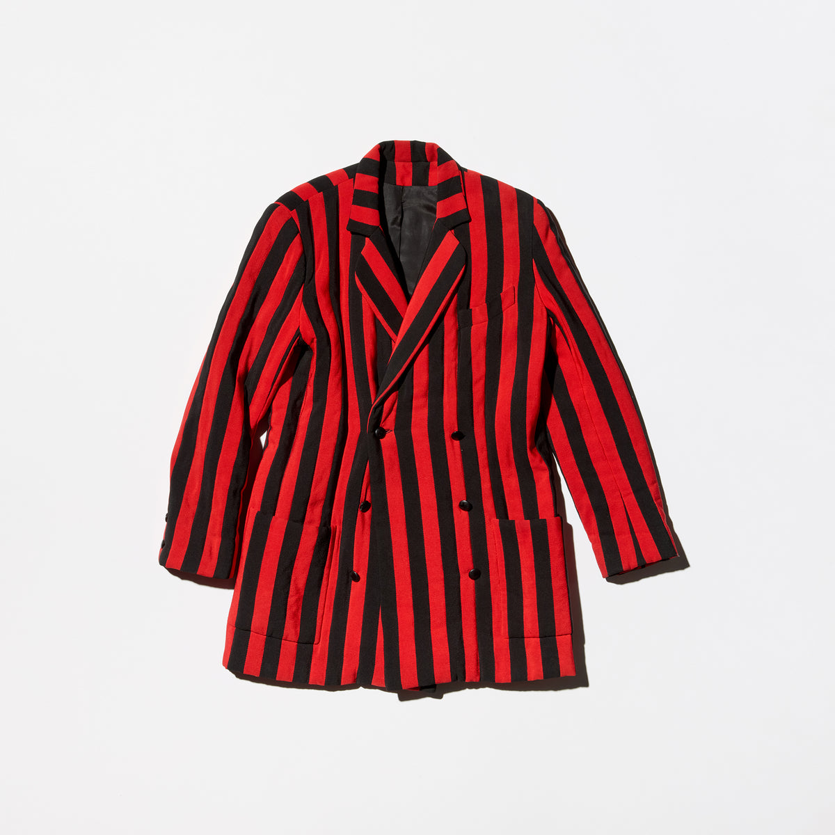 Vintage Red×Black Stripe Pudding Double Breasted Tailored Jacket – VELVET