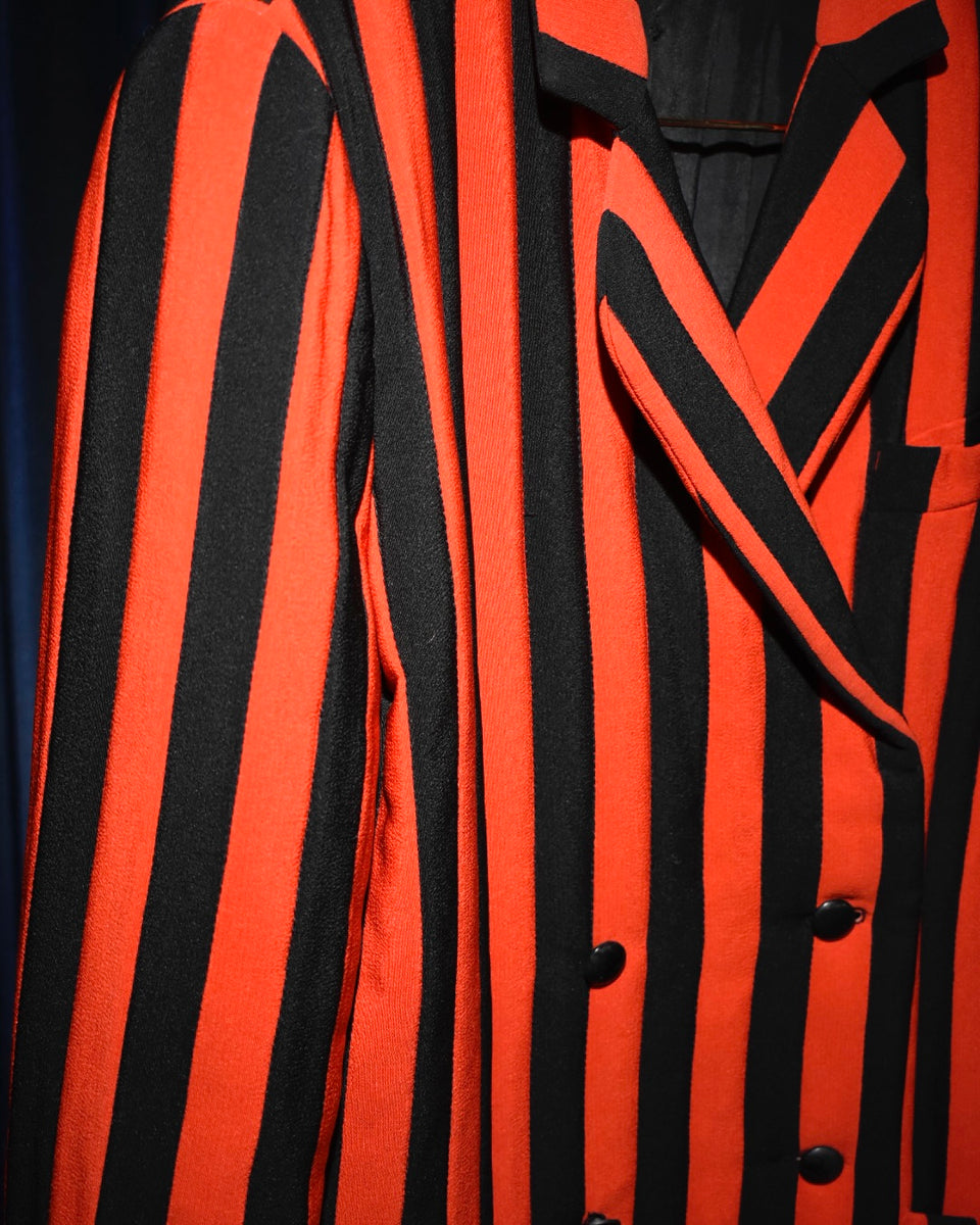 Vintage 1980s Stripe Pudding Double Breasted Tailored Jacket – VELVET